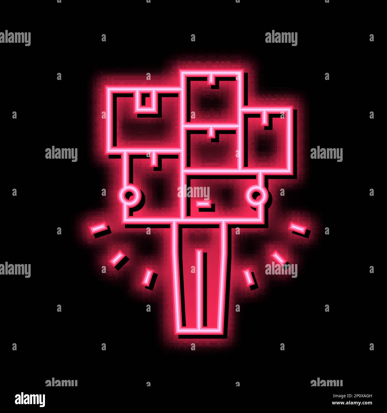 human with boxes pile neon glow icon illustration Stock Vector Image ...