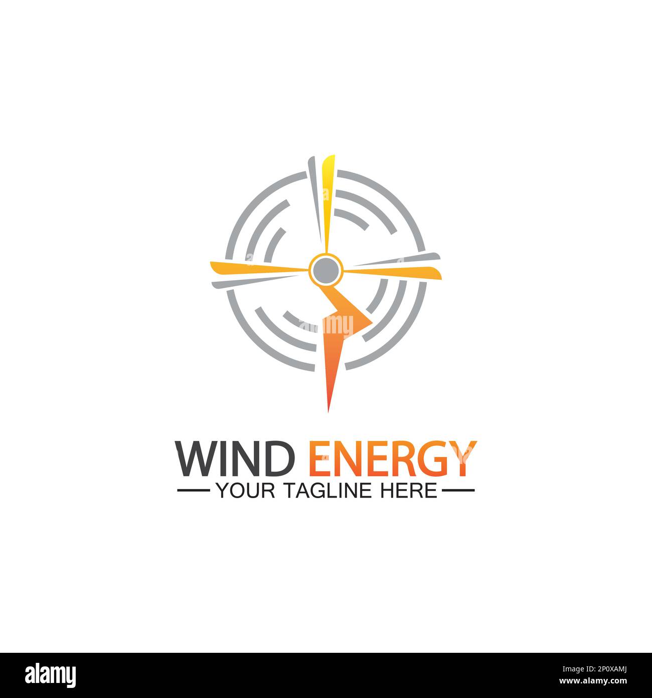 Wind energy logo. renewable energy icon with wind turbines and thunder ...