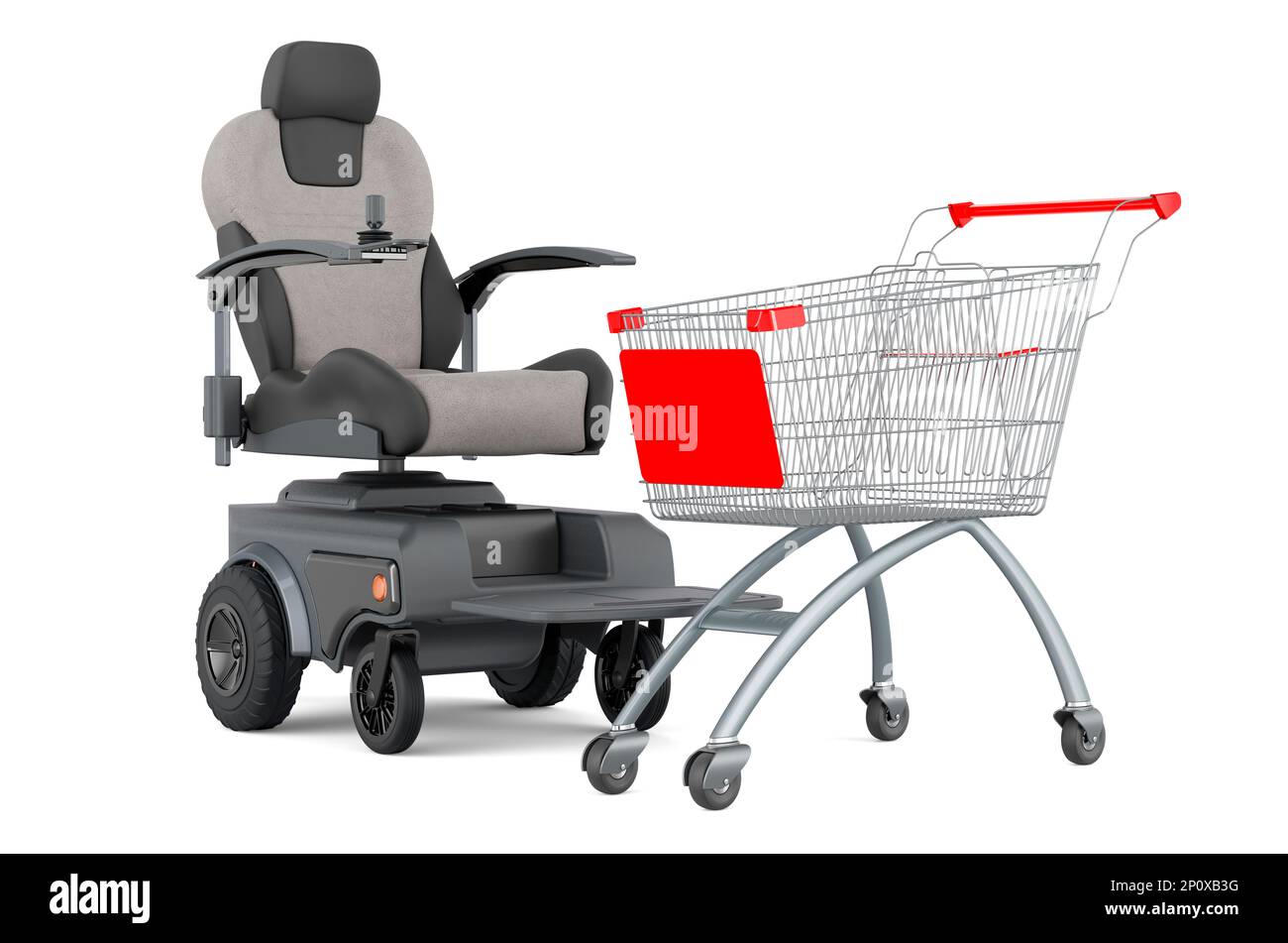 Motorized Power Chair with shopping cart, 3D rendering isolated on ...