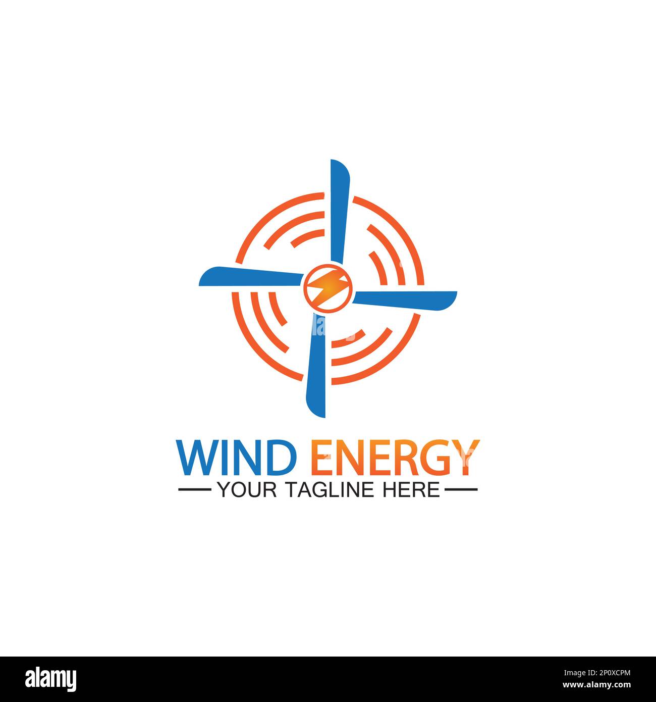 Wind energy logo. renewable energy icon with wind turbines and thunder ...