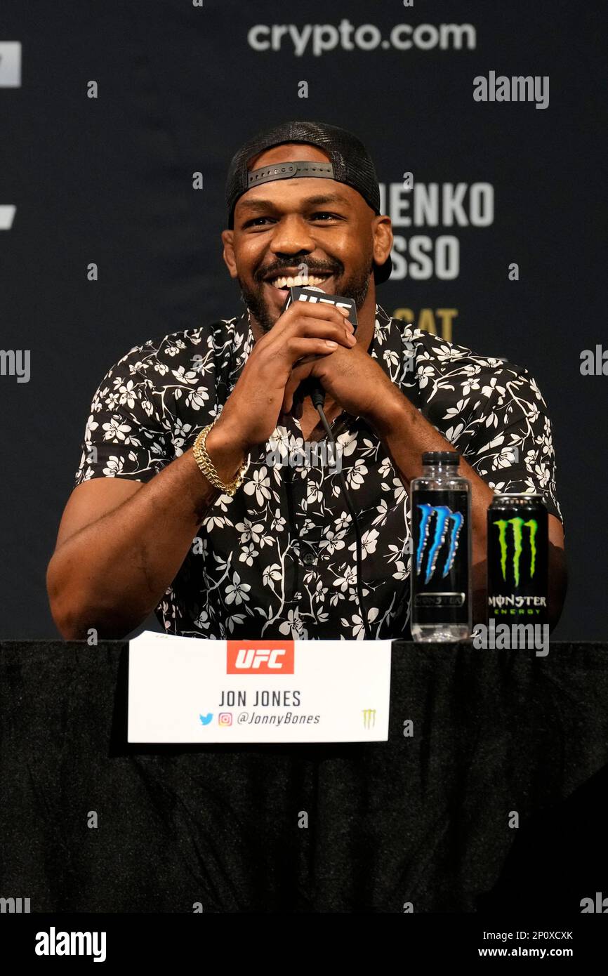 LAS VEGAS, NV - March 2: Jon Jones speaks with the press and the fans ...