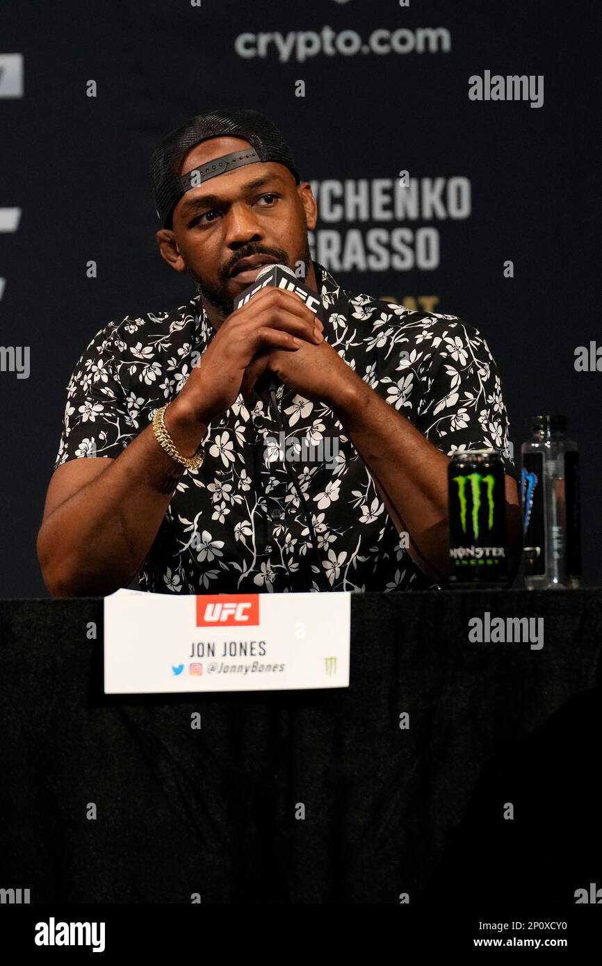 LAS VEGAS, NV - March 2: Jon Jones speaks with the press and the fans ...