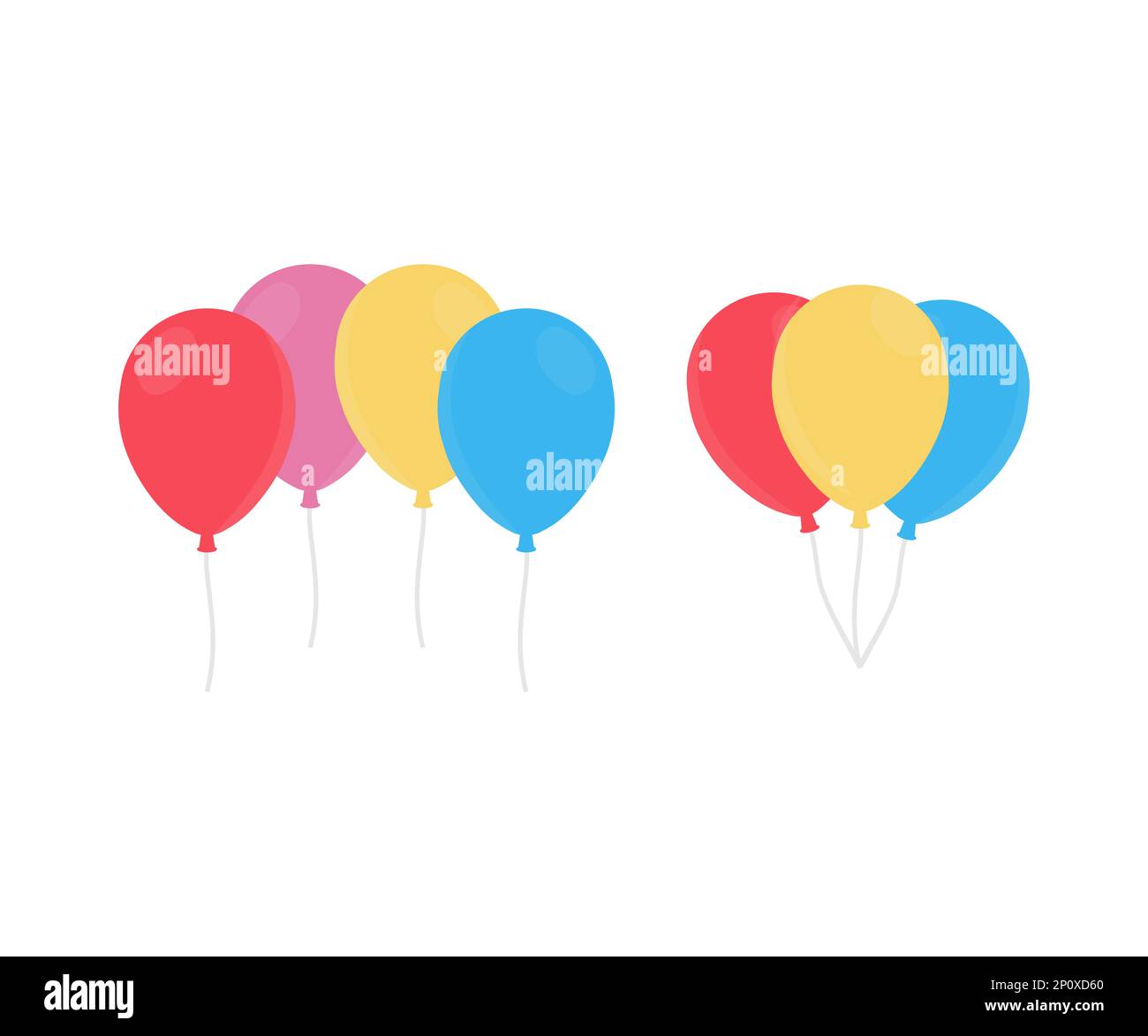 Balloons in cartoon flat style logo design. Colored balloons in flat ...