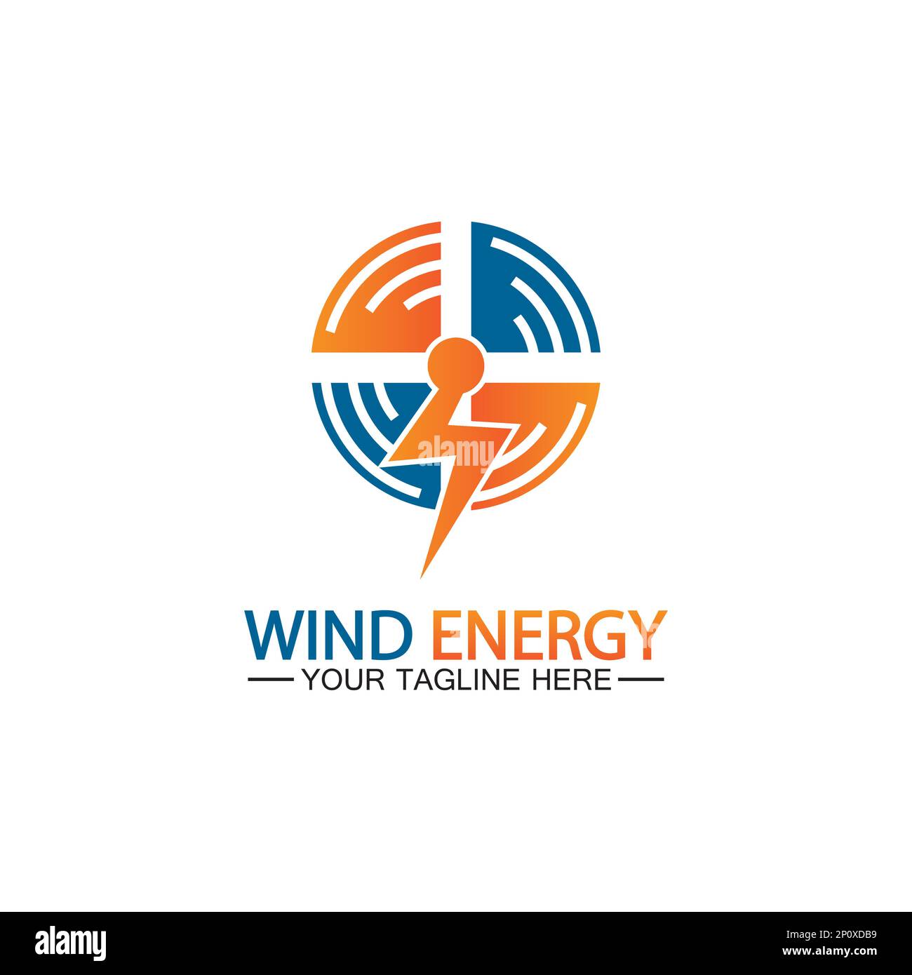 Wind energy logo. renewable energy icon with wind turbines and thunder ...
