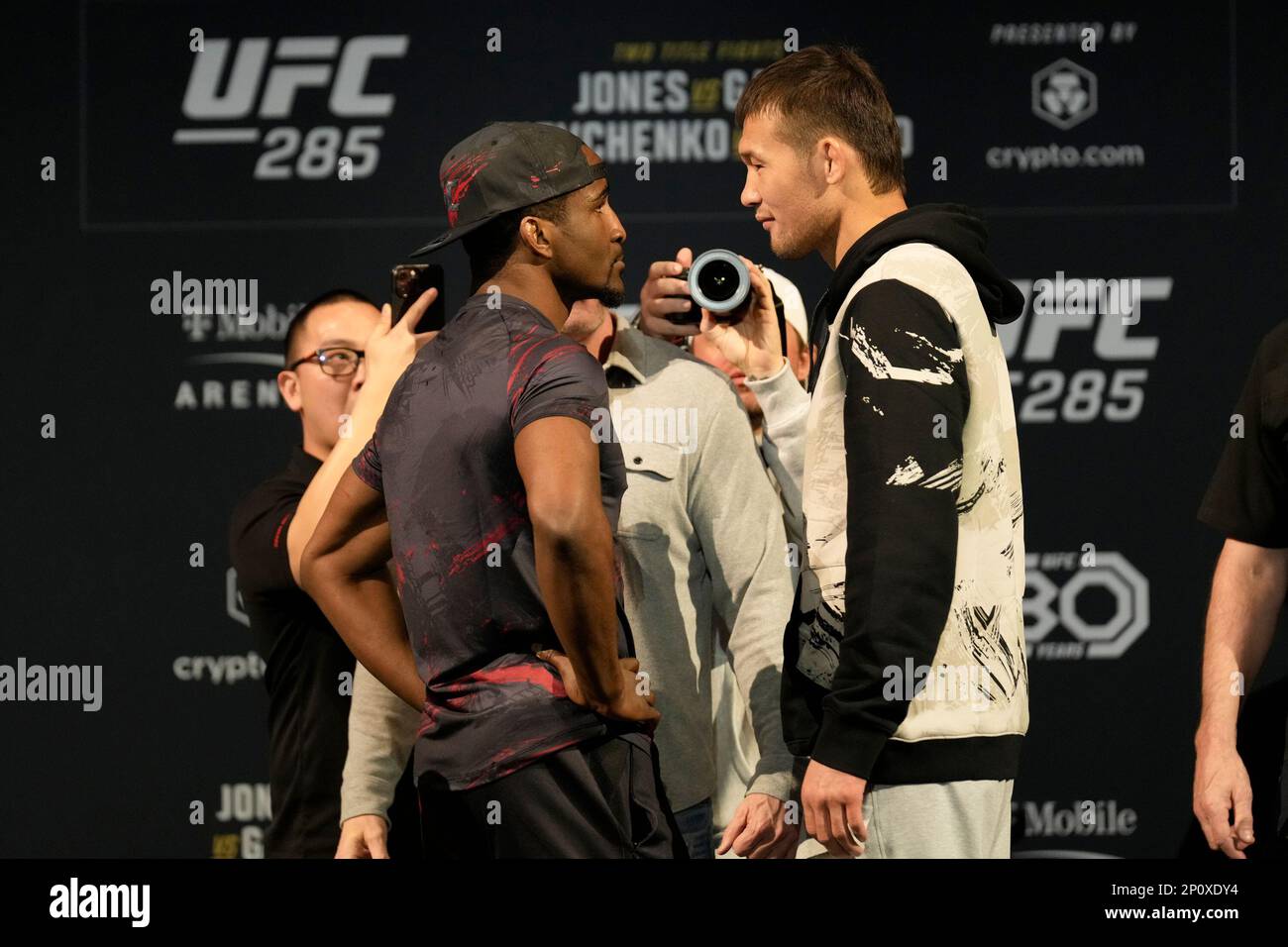 LAS VEGAS, NV - March 2: (L) Geoff Neal and Shavkat Rakhmonov face-off ...