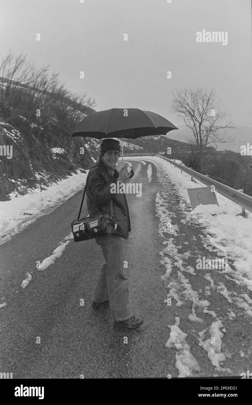 Archives 80ies: Scene in a village café, Charbonnières car rally, Rhone ...