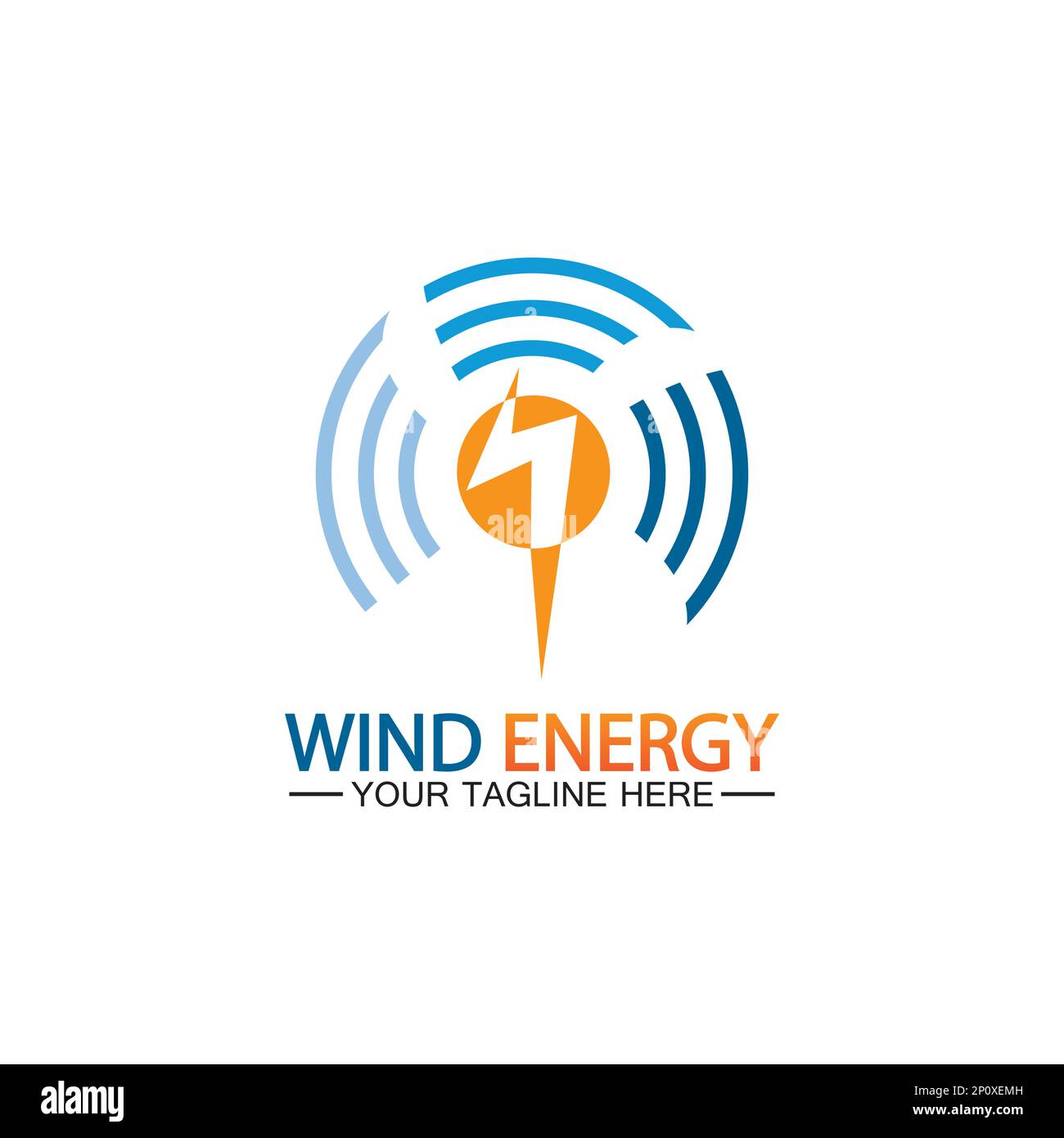 Wind energy logo. renewable energy icon with wind turbines and thunder ...