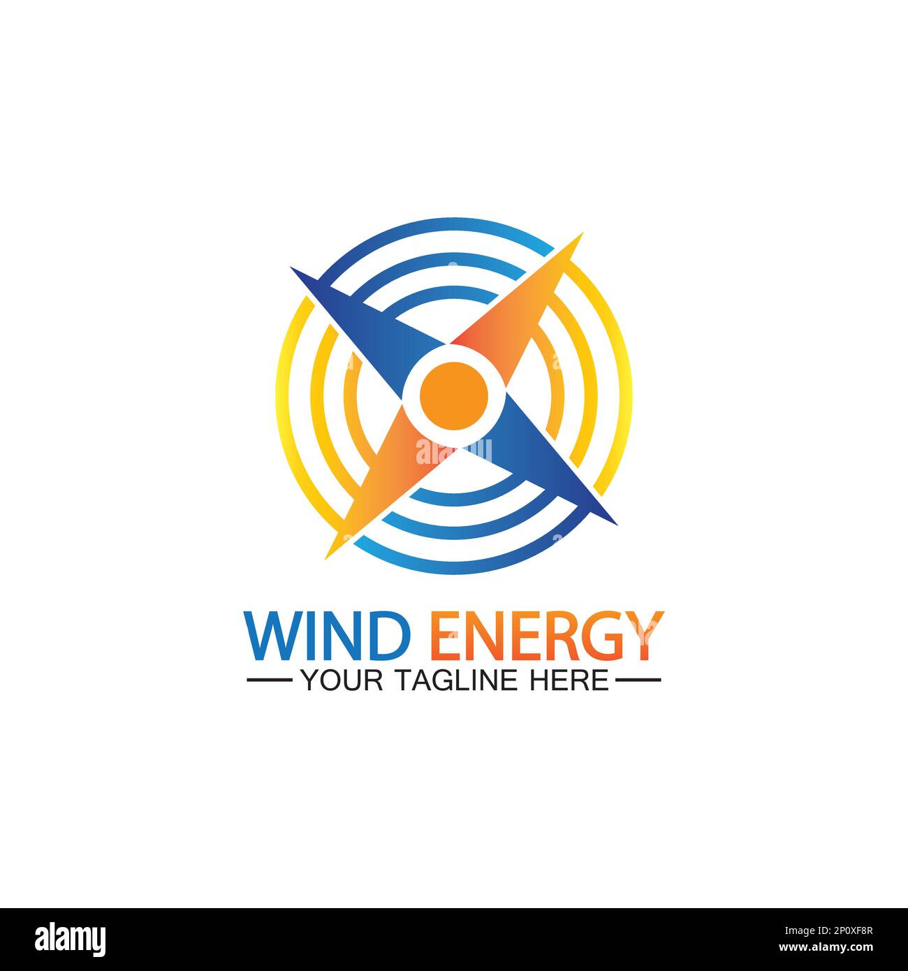 Wind energy logo. renewable energy icon with wind turbines and thunder ...