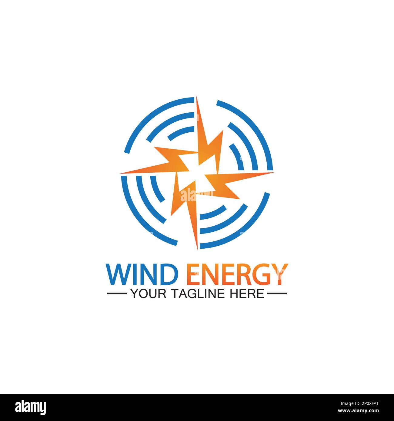 Wind energy logo. renewable energy icon with wind turbines and thunder ...