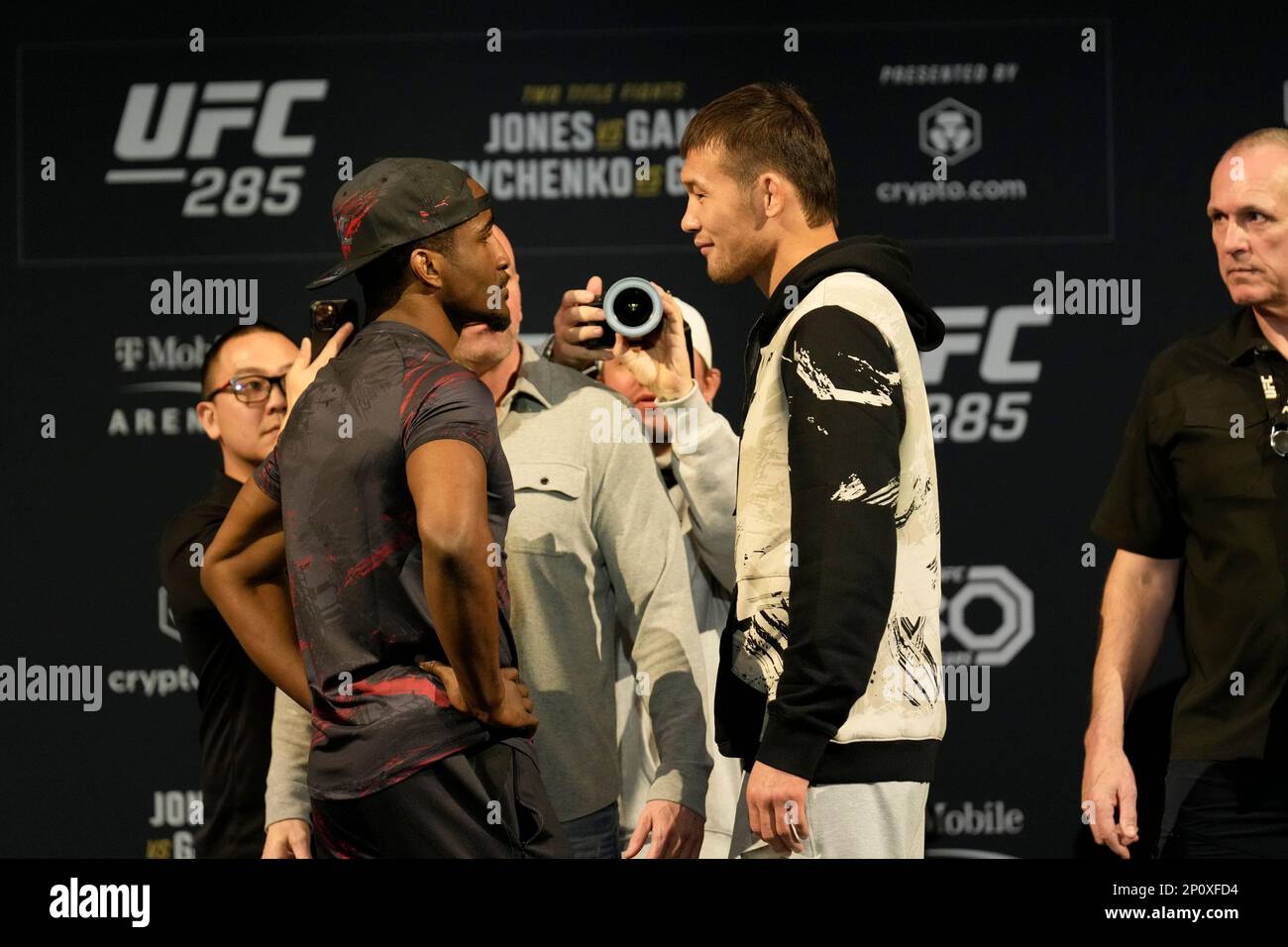 LAS VEGAS, NV - March 2: (L) Geoff Neal and Shavkat Rakhmonov face-off ...