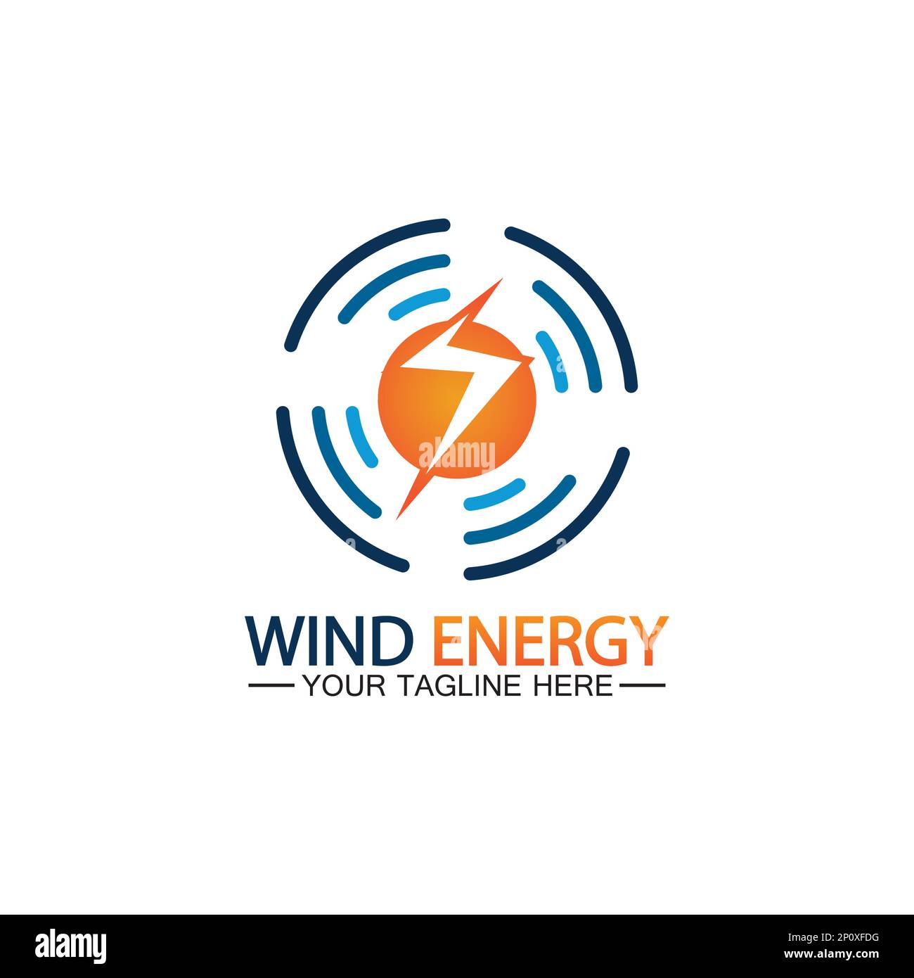 Wind energy logo. renewable energy icon with wind turbines and thunder ...