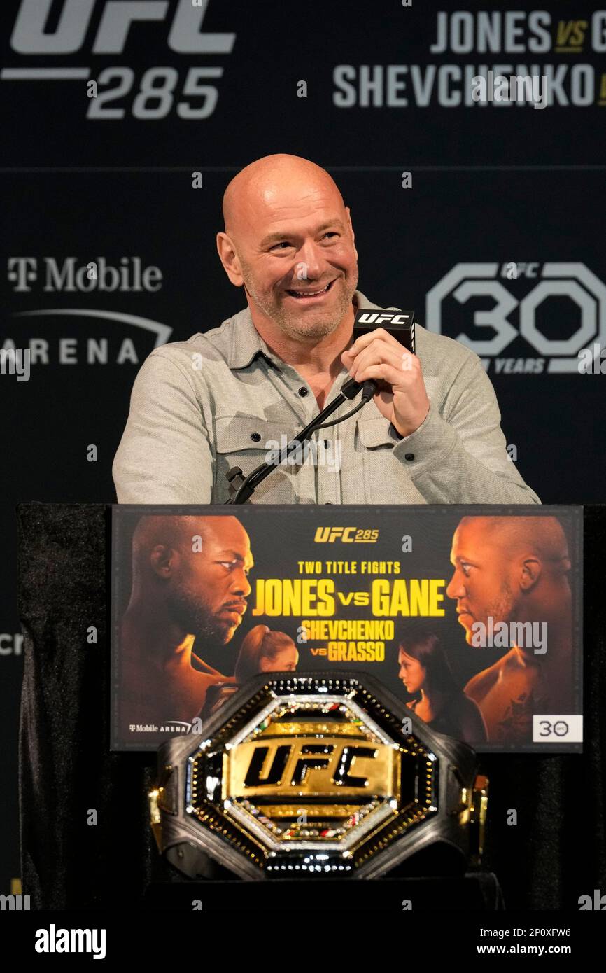 LAS VEGAS, NV - March 2: Dana White speaks with the press and the fans ...