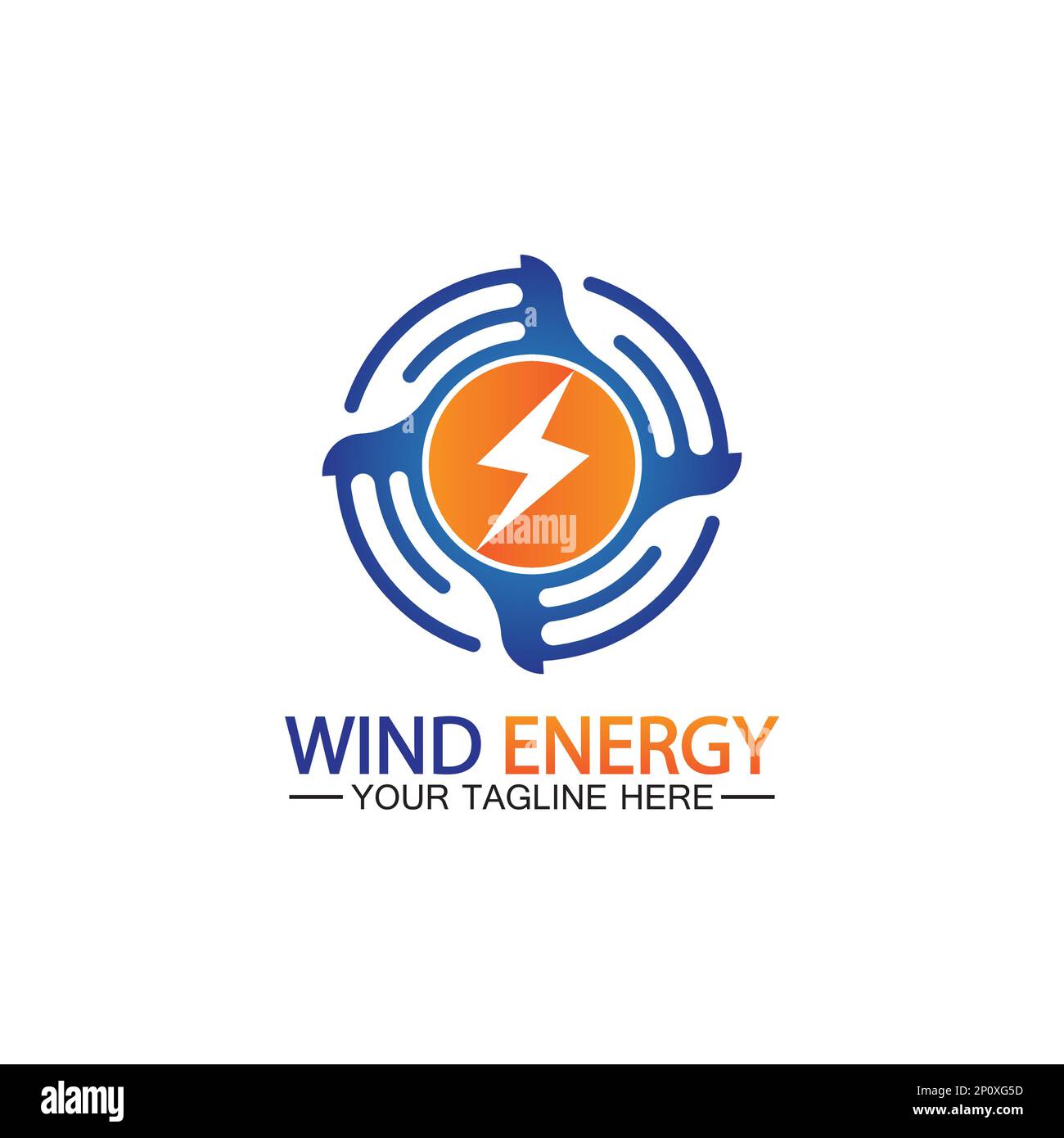 Wind energy logo. renewable energy icon with wind turbines and thunder ...