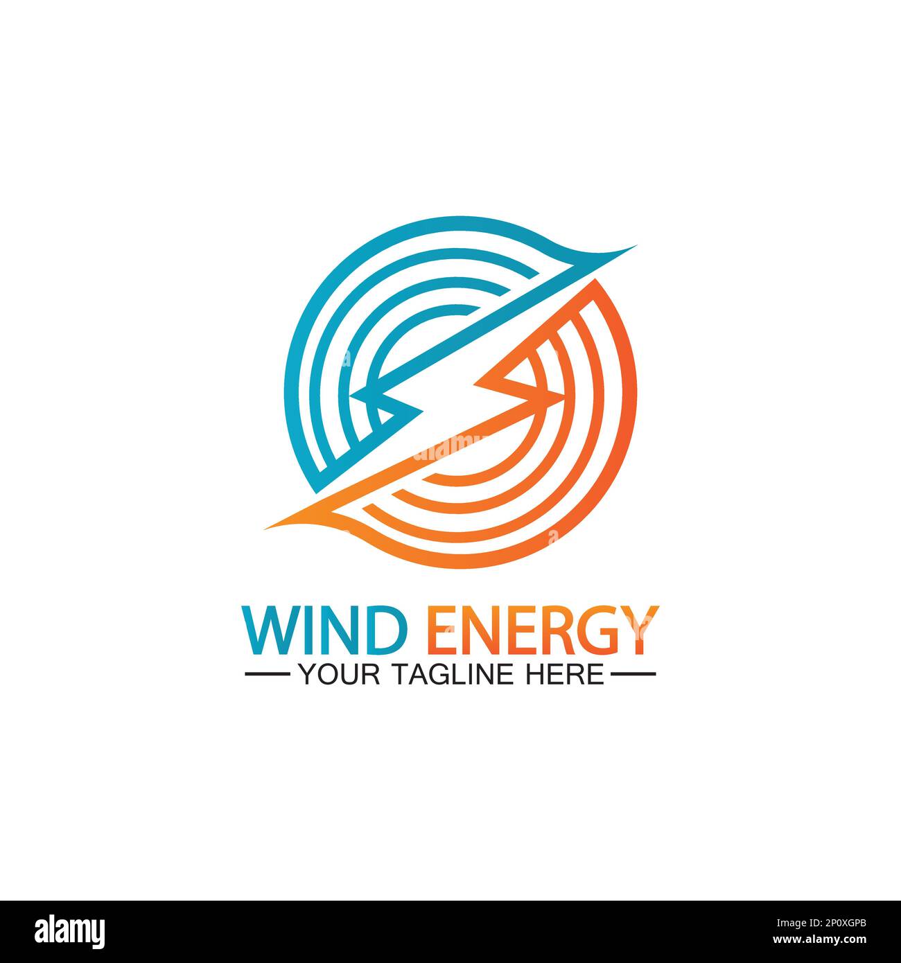 Wind energy logo. renewable energy icon with wind turbines and thunder ...