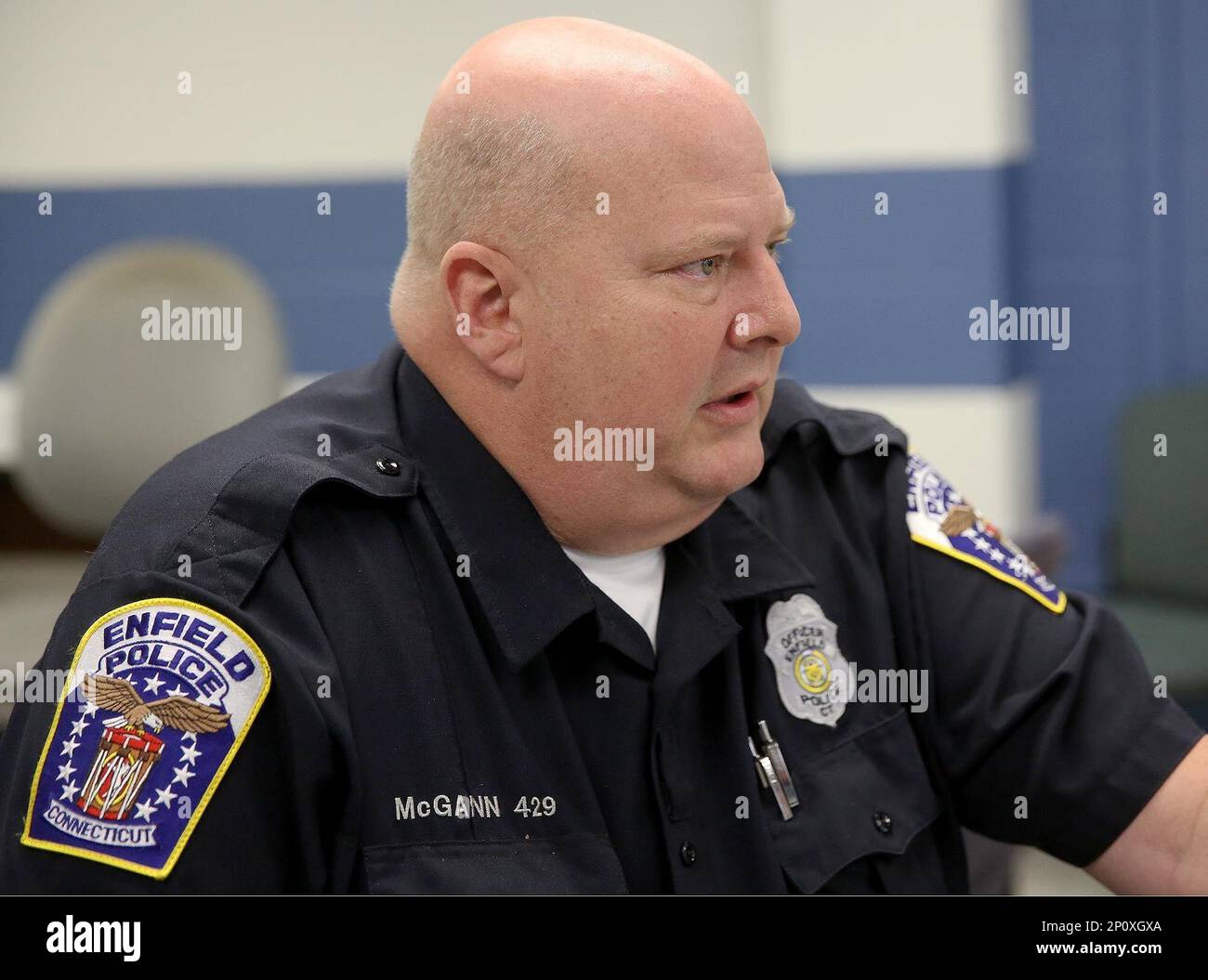 This Aug. 31, 2016 photo shows Enfield Police Officer David McGann in ...