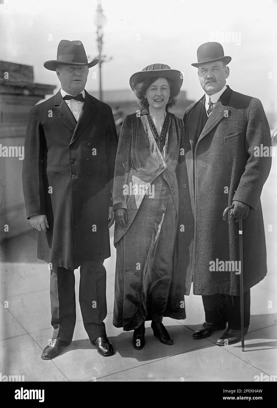Bird Segle McGuire with Rep. J.S. Davenport, left, and Mrs. McGuire [Ruby Ridgeway], 1913 ...