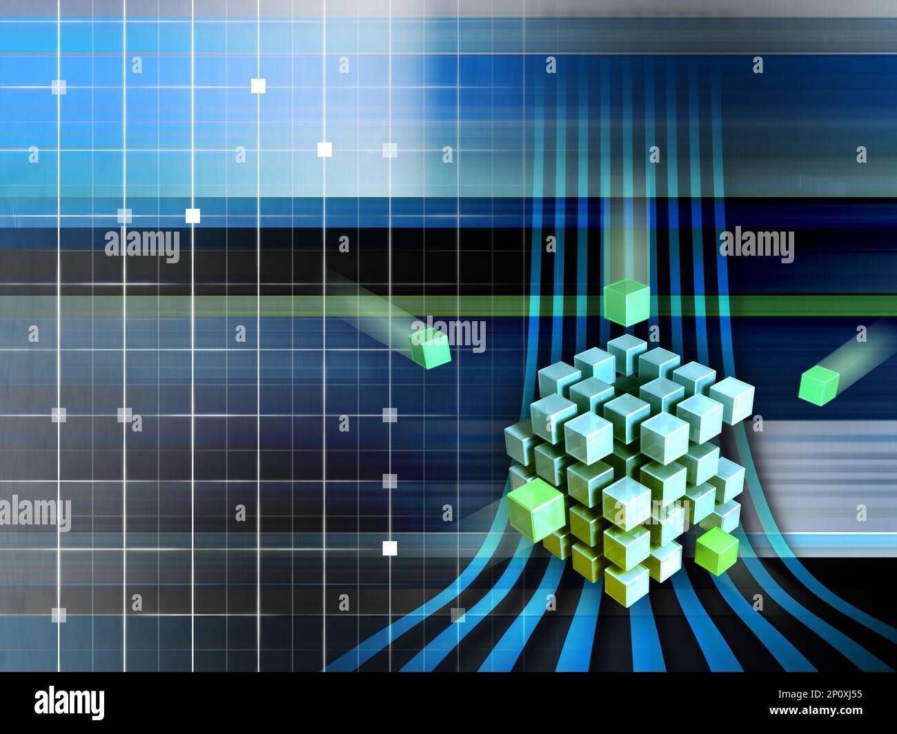 Cubes forming a larger structure in cyberspace. Digital illustration ...