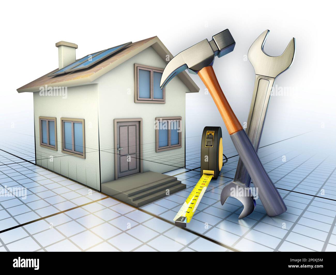 Some tools used for home maintenance works. Digital illustration Stock ...