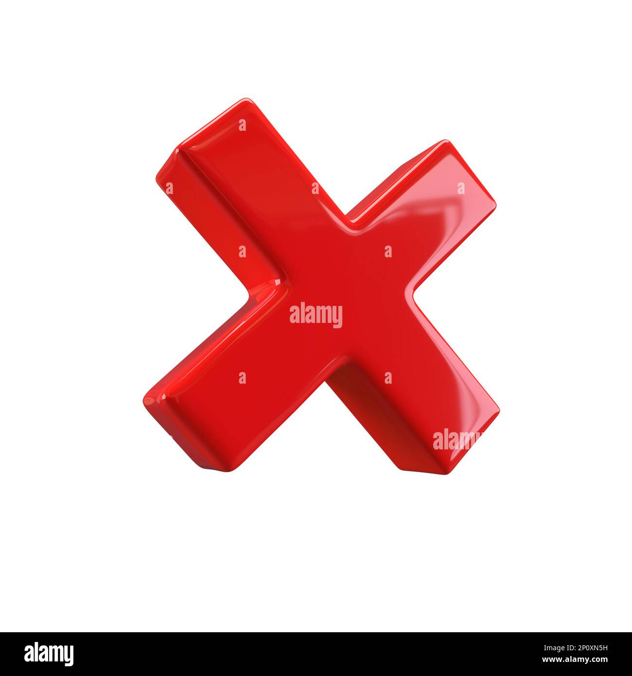Red rejection icon render. 3D rejected sign. Check mark. Cross sign ...