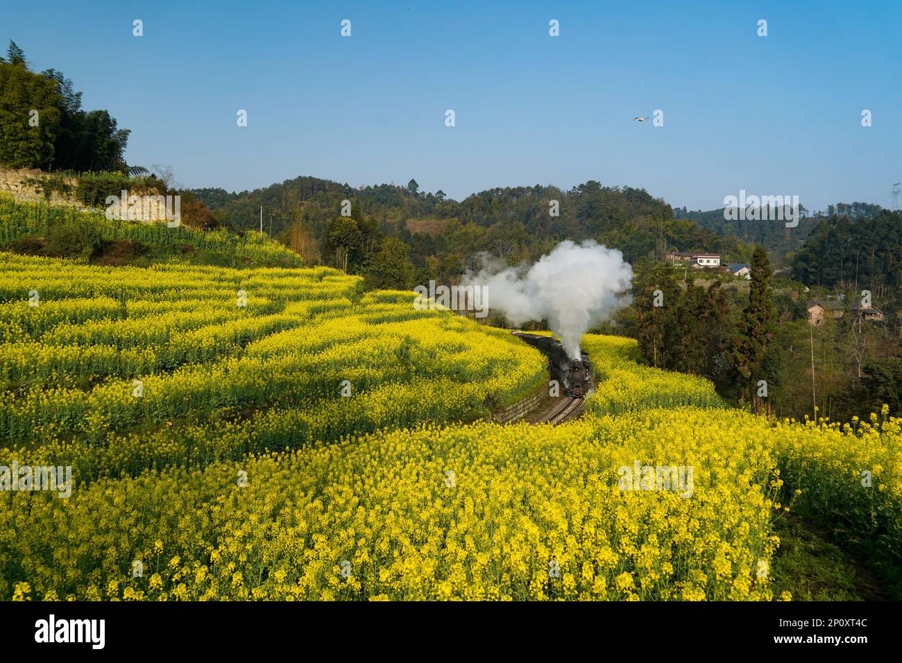 Leshan, China's Sichuan Province. 3rd Mar, 2023. A steam train runs ...