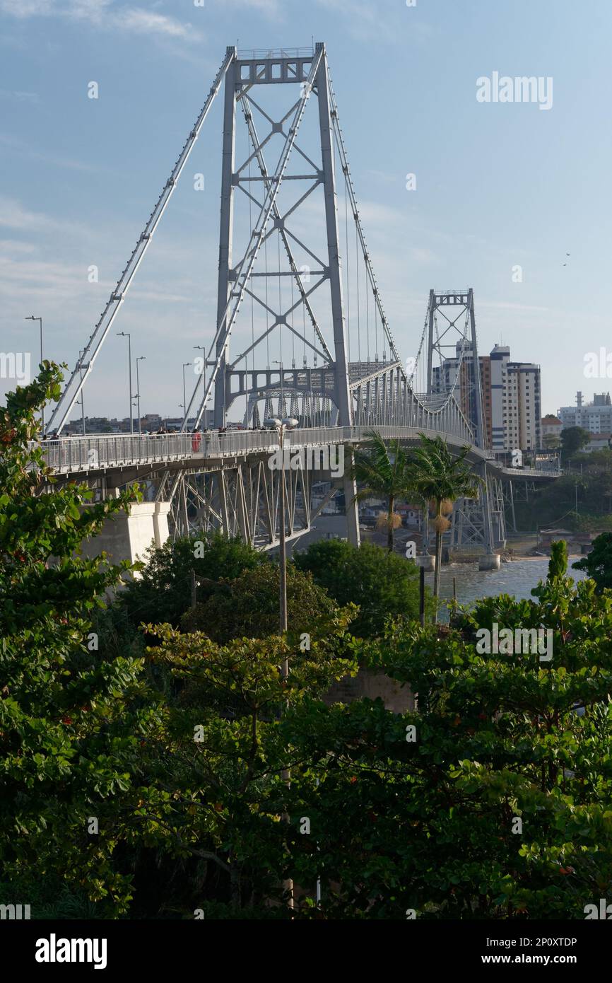 The historic Ponte Hercílio Luz bridge in Florianopolis Brasil Stock ...