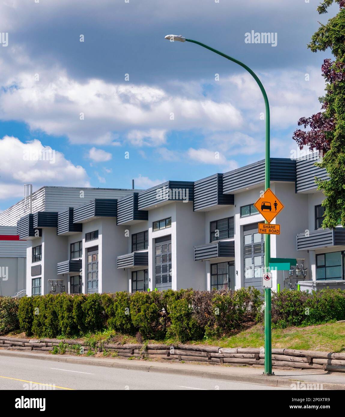 Business office building on a street in Burnaby, Vancouver, Canada ...