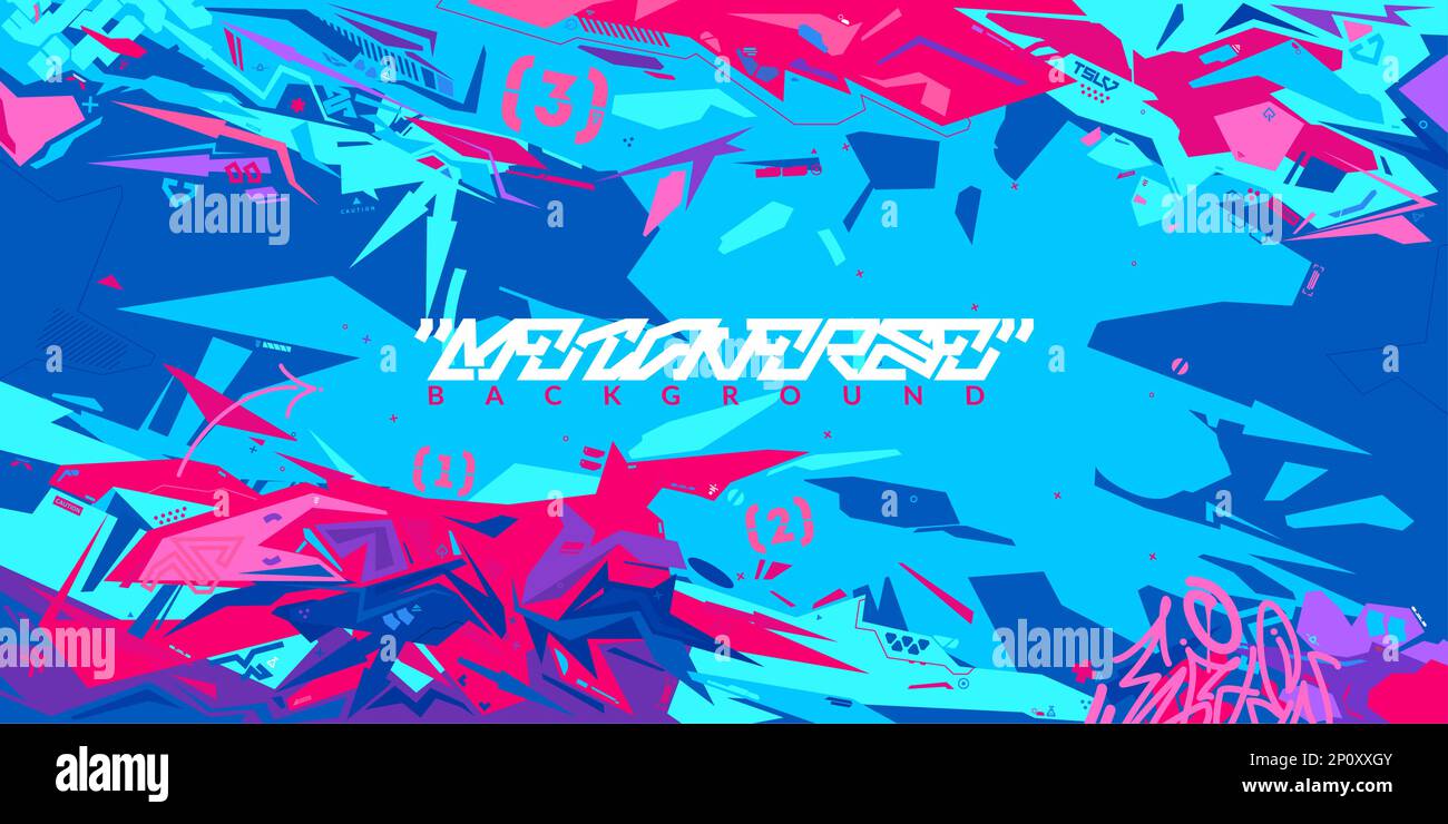 Blue Futuristic Mecha Cyber Metaverse Colorful Abstract Urban Street ...
