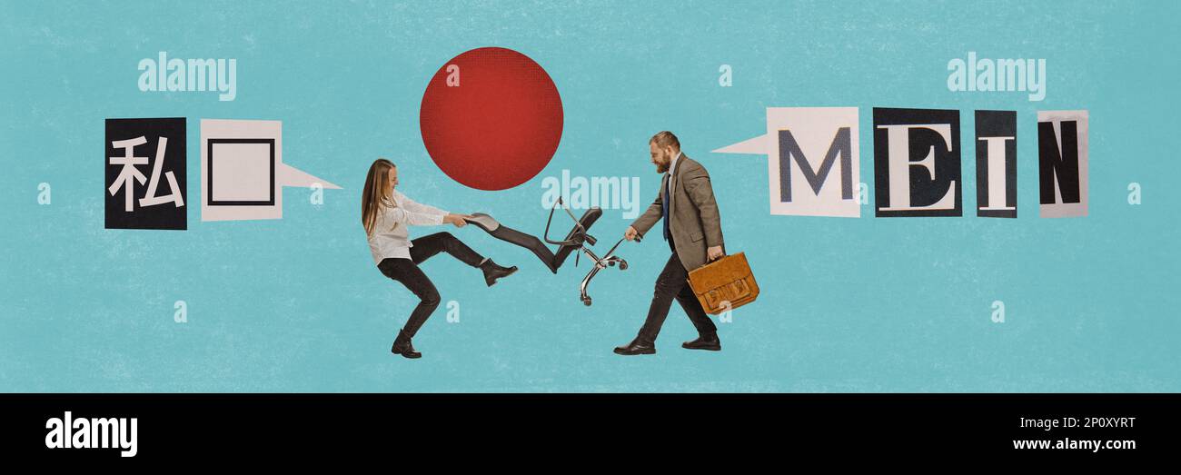 Gender stereotypes at business. Contemporary art collage. Concept of ...