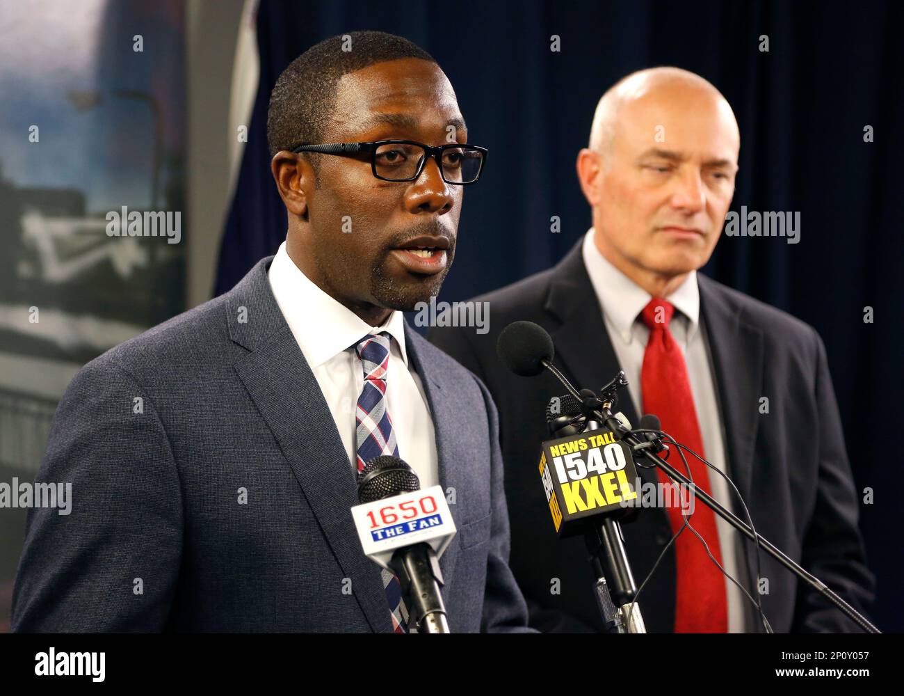 Waterloo Mayor Quentin Hart, left, addresses community concerns of the ...