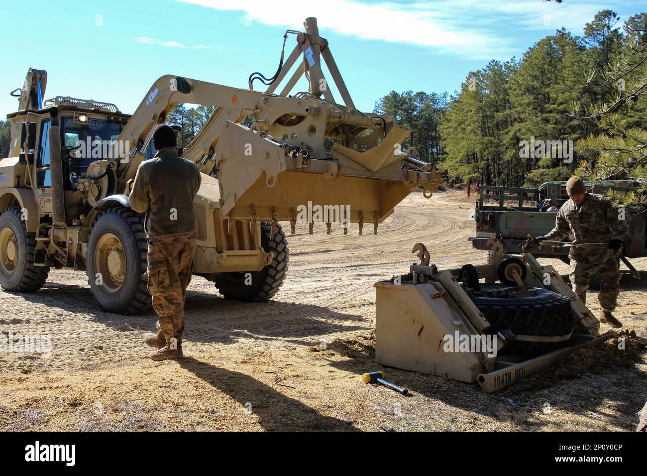 U.S. Army Soldiers with Alpha Company 104th Brigade Engineer Battalion ...