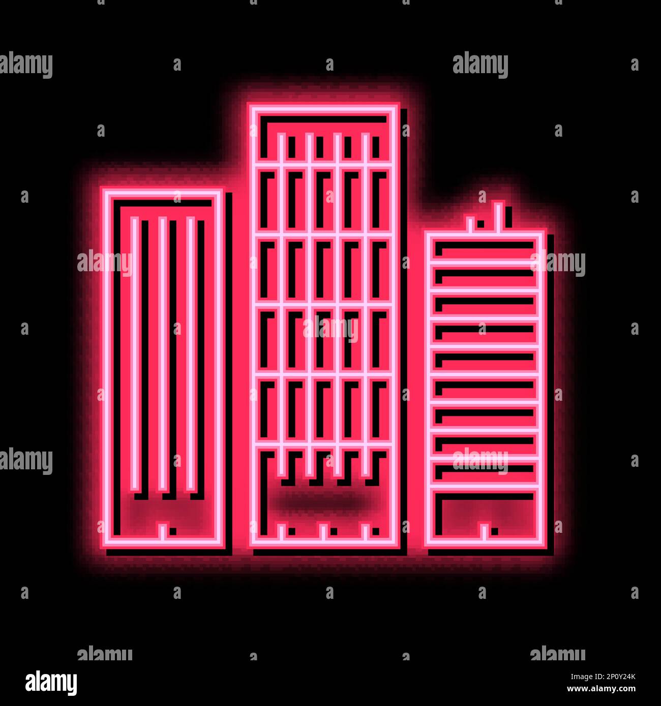 skyscraper buildings neon glow icon illustration Stock Vector Image ...