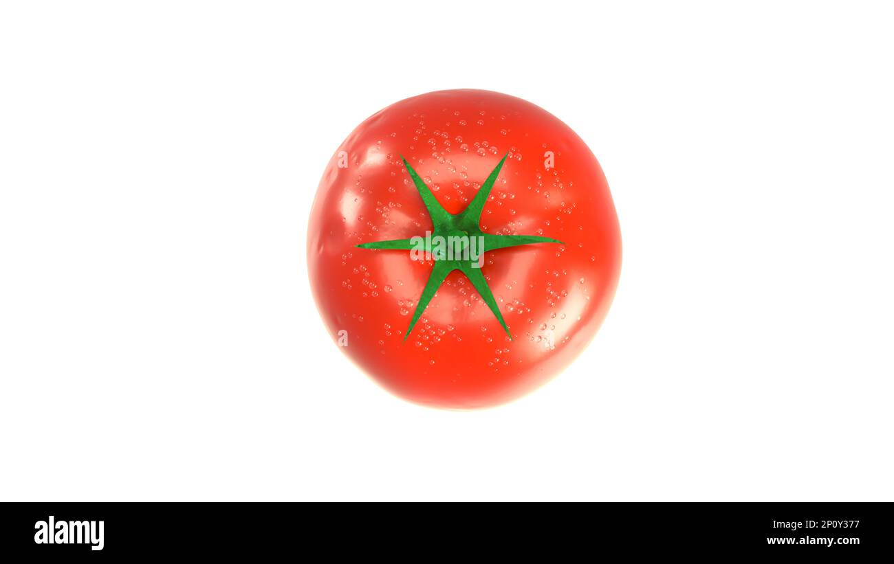 Perfectly shaped red tomato. Top view. 3d rendering Stock Photo - Alamy