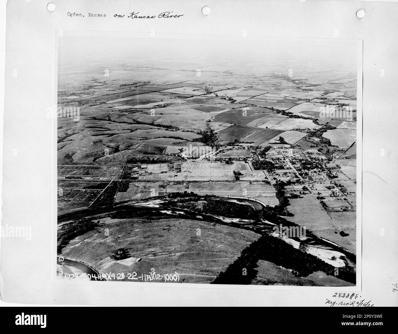 Kansas - Oberlin through Republican River, Aerial Photograph Stock ...