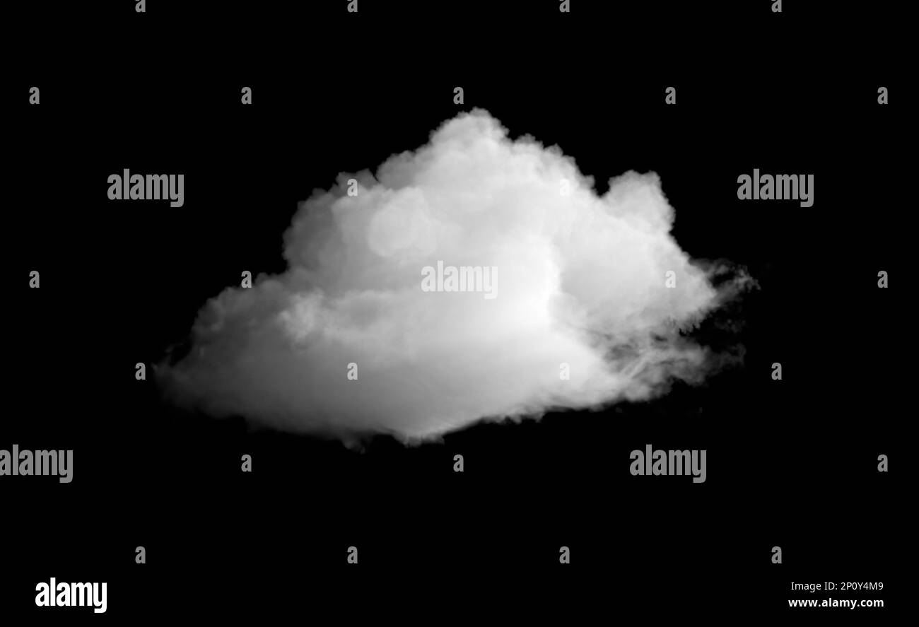 White cumulus cloud isolated on black background. 3D Rendering Stock ...