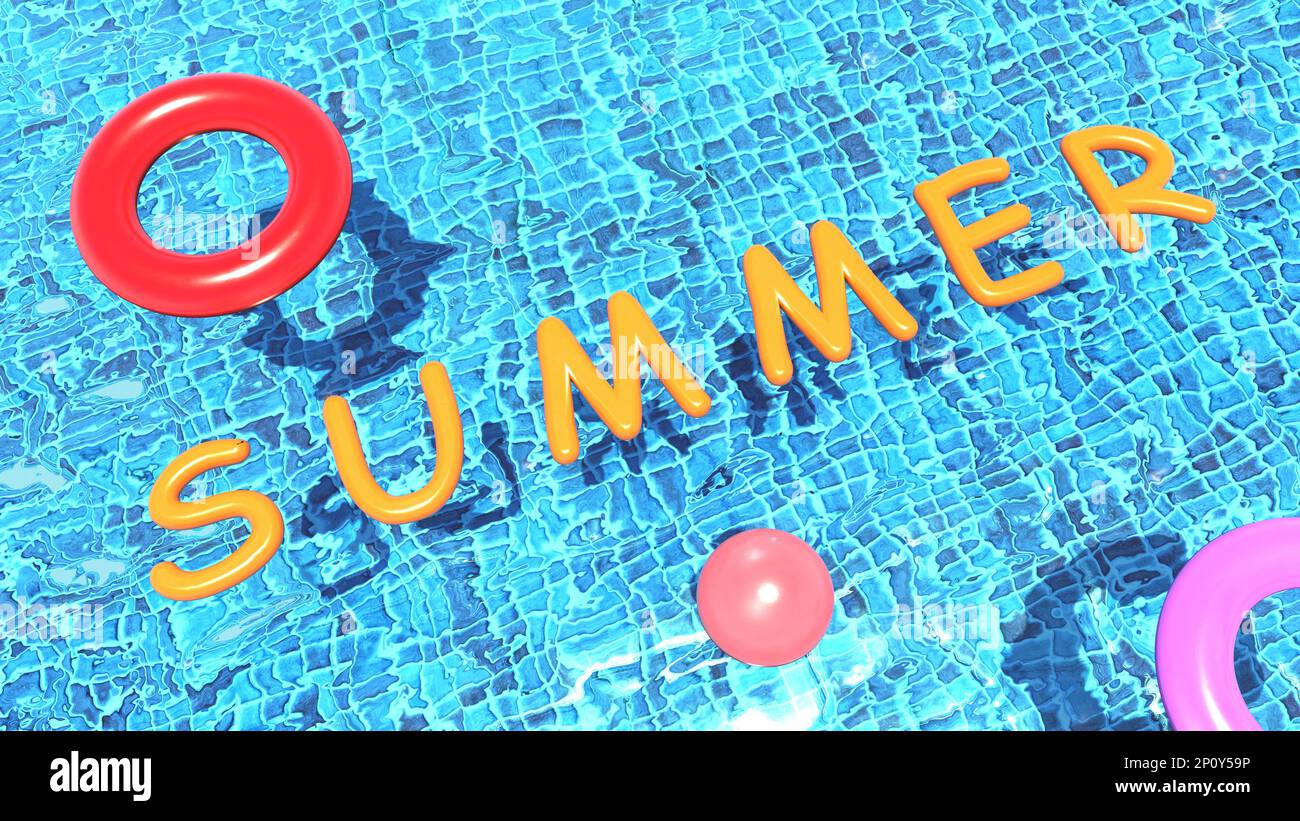 Balloons in the shape of the word SUMMER, indicating summer. Swimming ...