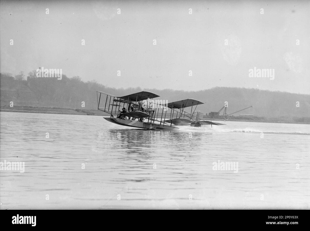 Richardson Tandem Biplane Hydroplane Taking Off On Potomac, April, 1916 ...
