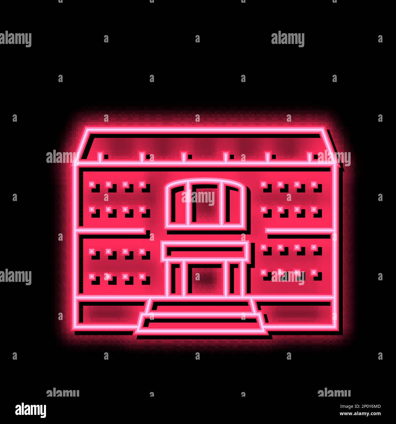 university building neon glow icon illustration Stock Vector Image ...