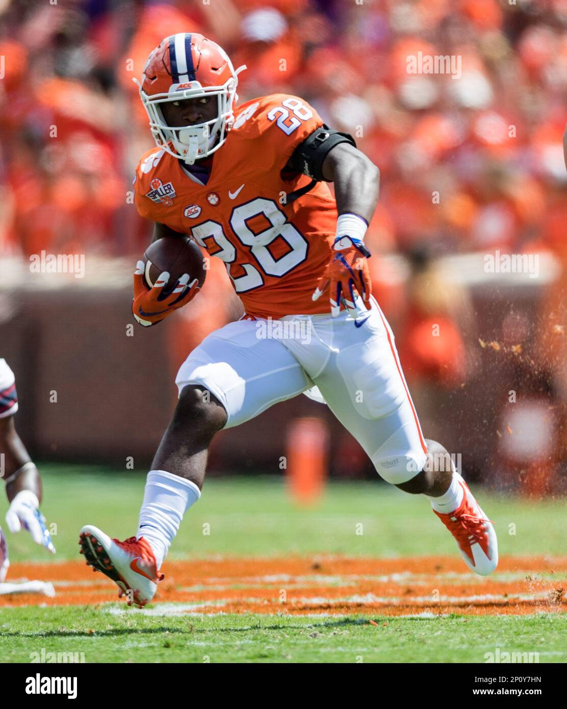 Clemson running back Tavien Feaster (28) during the NCAA college ...