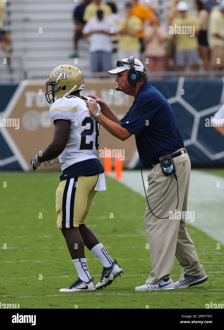 SEP 17, 2016: Tech head coach Paul John relays instructions during the ...