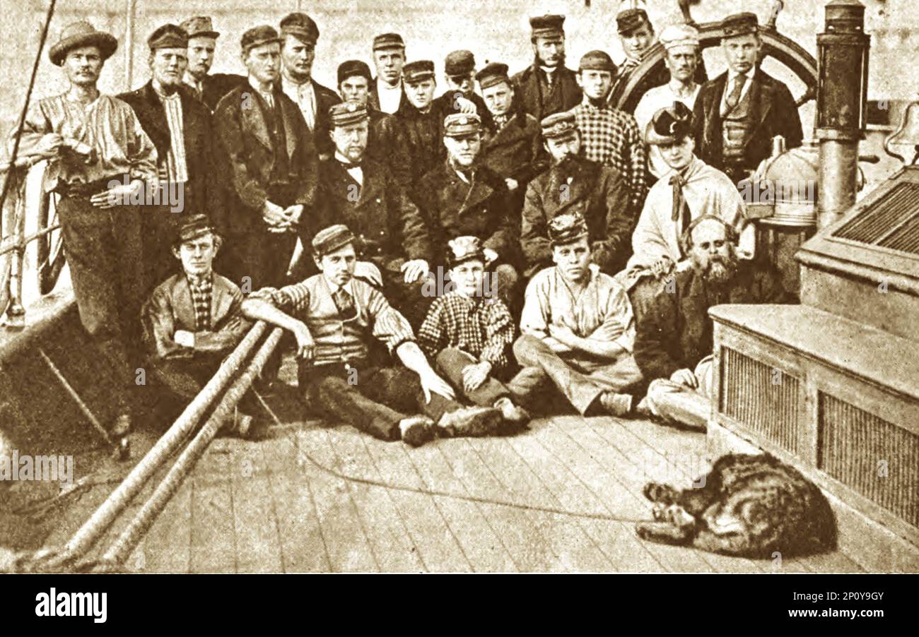 Samuel Plimsoll, his wife (sitting behind him), and a group of seamen ...