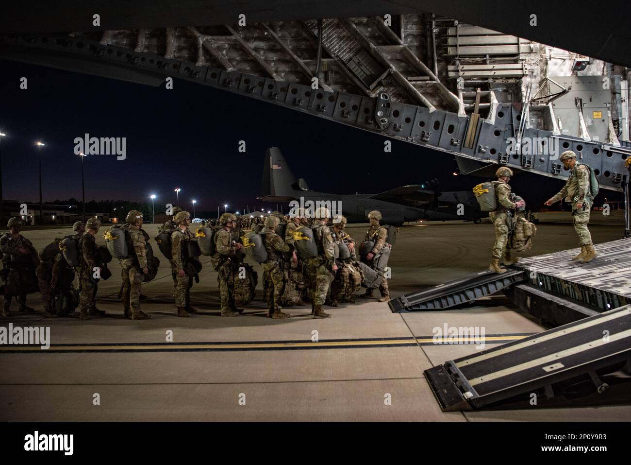 U.S. Army Soldiers from the 82nd Airborne Division prepare to enter a C ...