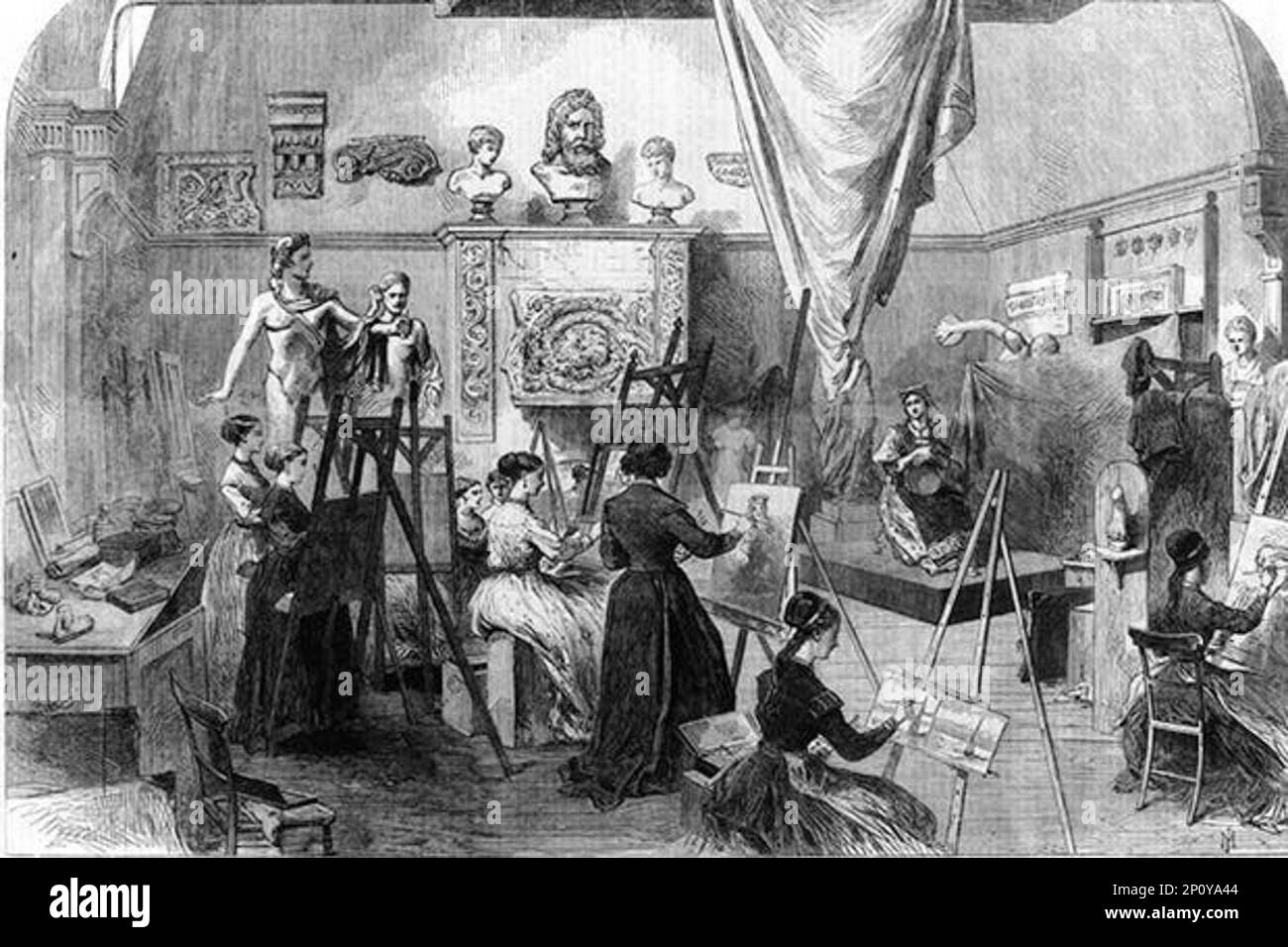 life class at the Royal Female School of Art, 1868 Stock Photo - Alamy