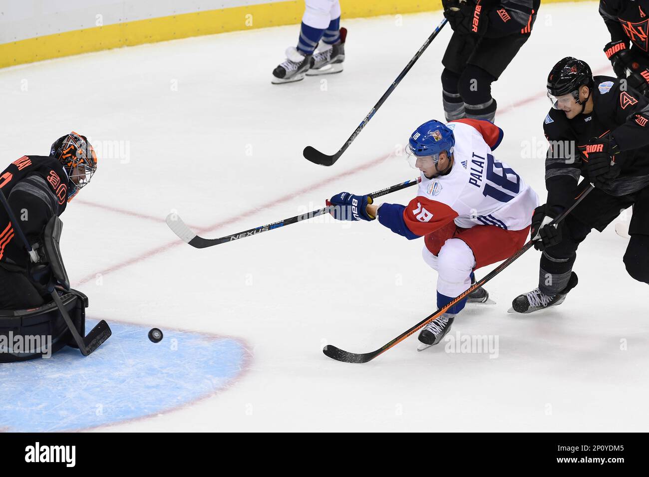 14 September 2016: Team Czech Republic F Ondrej Palat (18) puts a shot ...