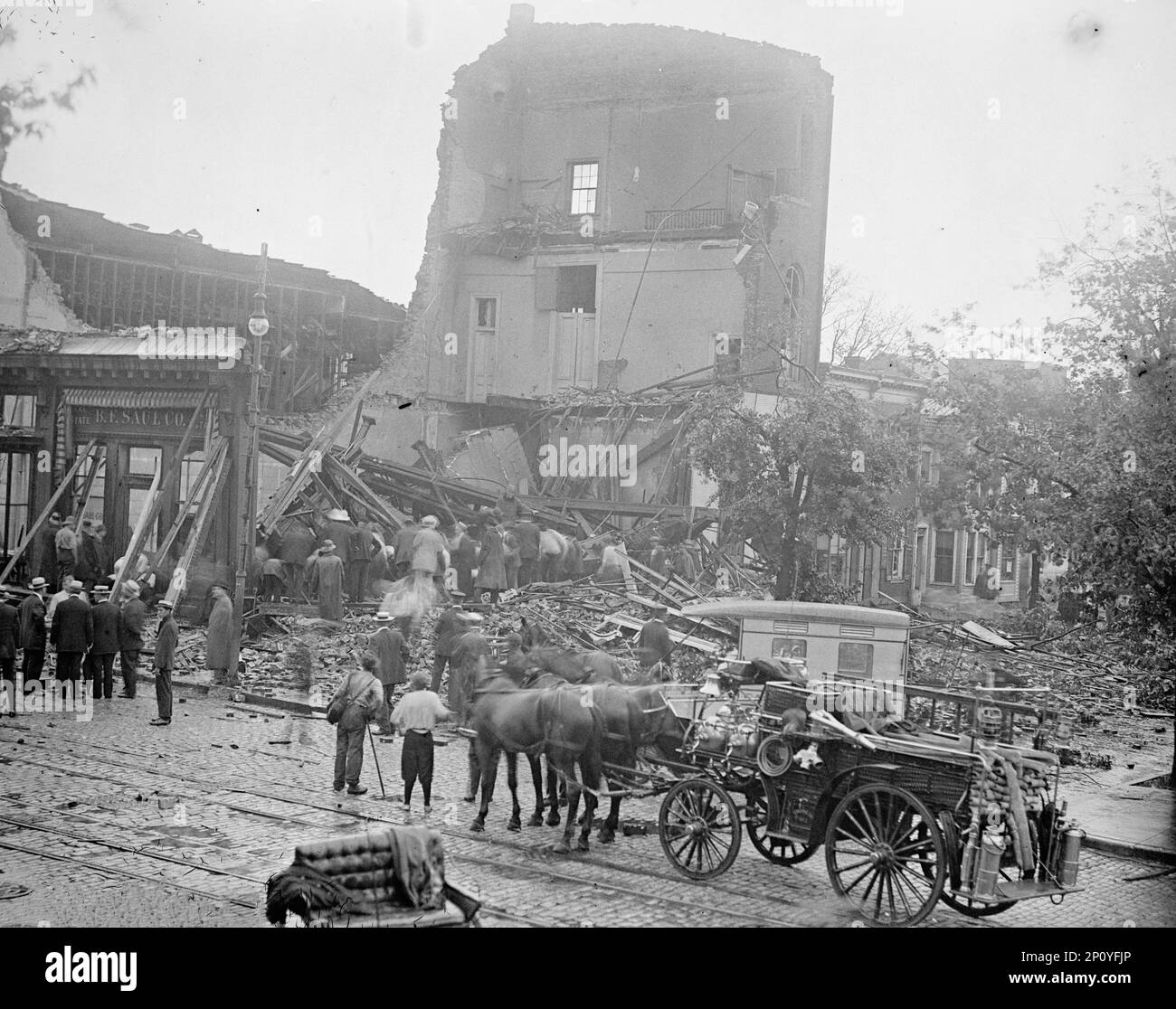 Storm Damage, 1913. Shows the B.F. Saul Co. Building at the northeast ...