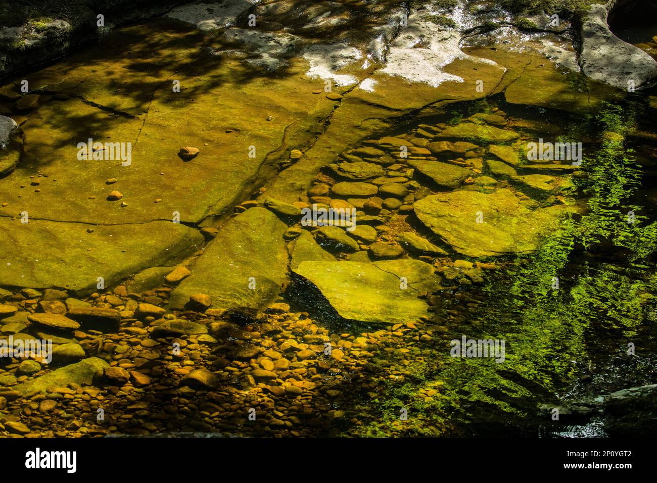 Water worn rocks at Stenkrith Falls, River Een, Kirkby Stephen, Eden ...