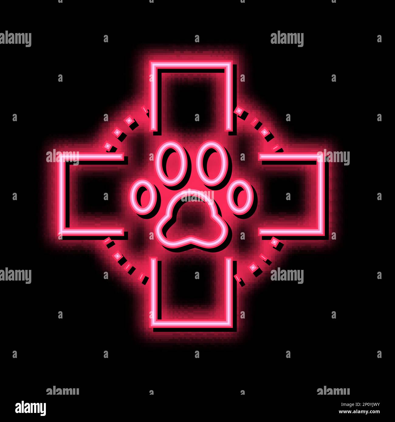 medical cross pet paw neon glow icon illustration Stock Vector Image ...