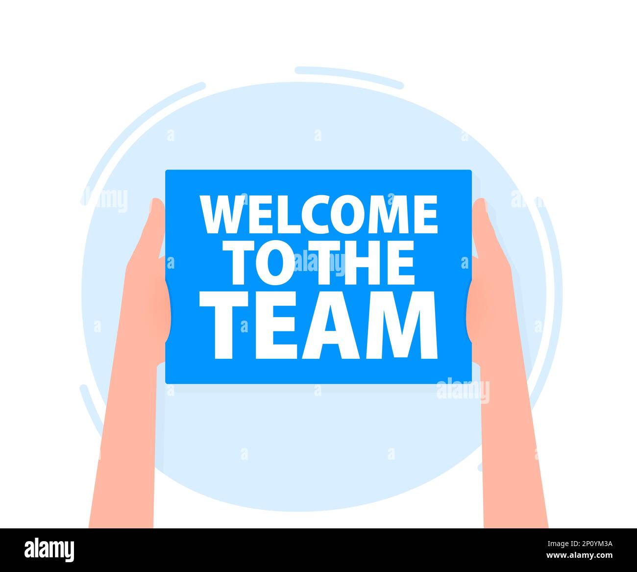 Hand holding placard with space for text welcome to the team Stock ...