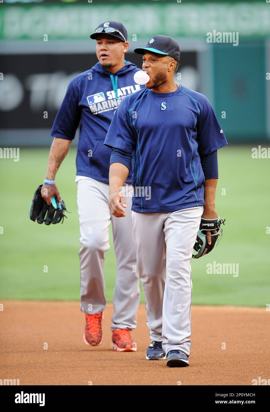 12 Sep. 2016: Seattle Mariners Robinson Cano (22) blowing a bubble and ...