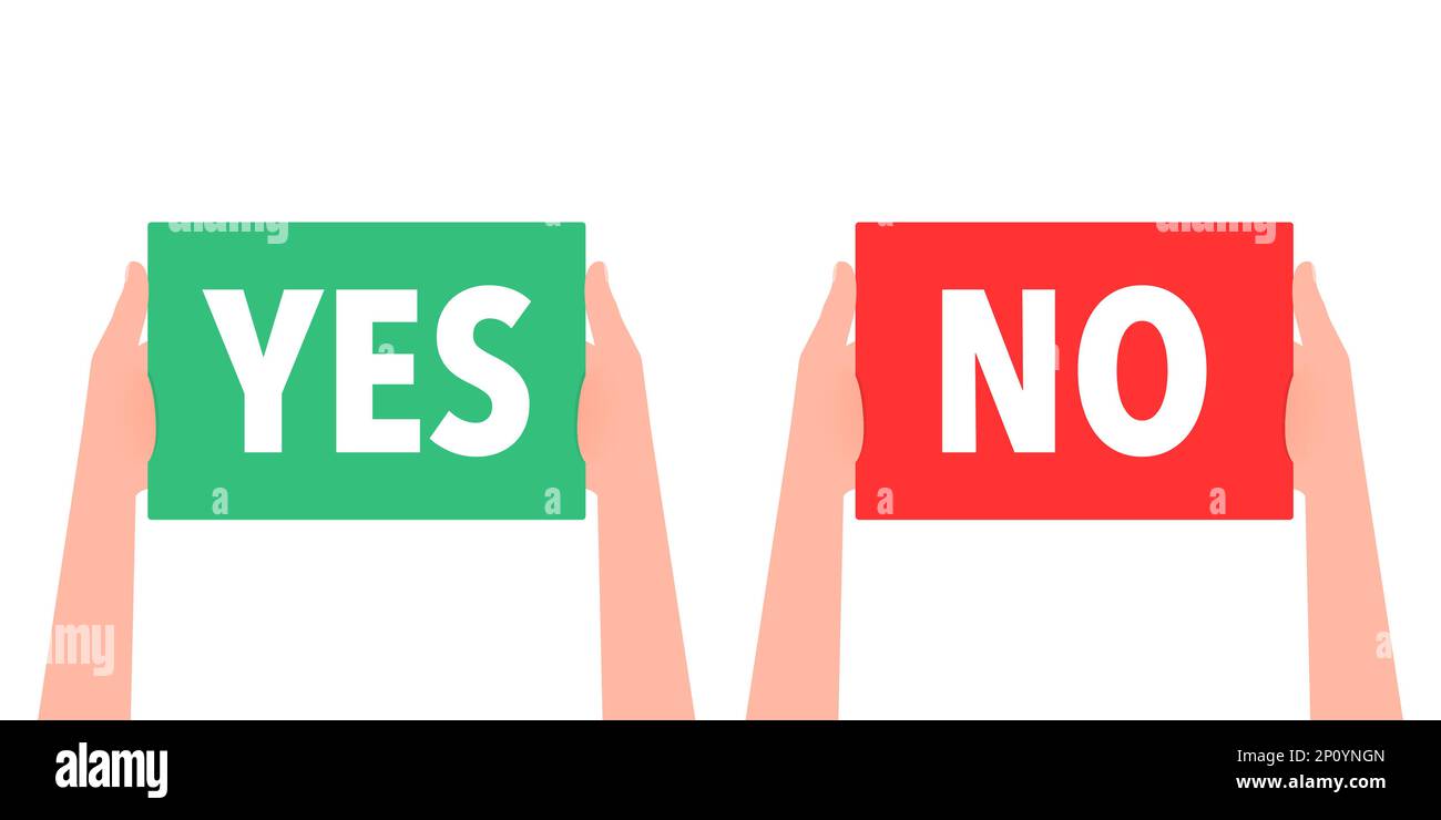 Hand holding placard with space for text yes no Stock Vector Image ...