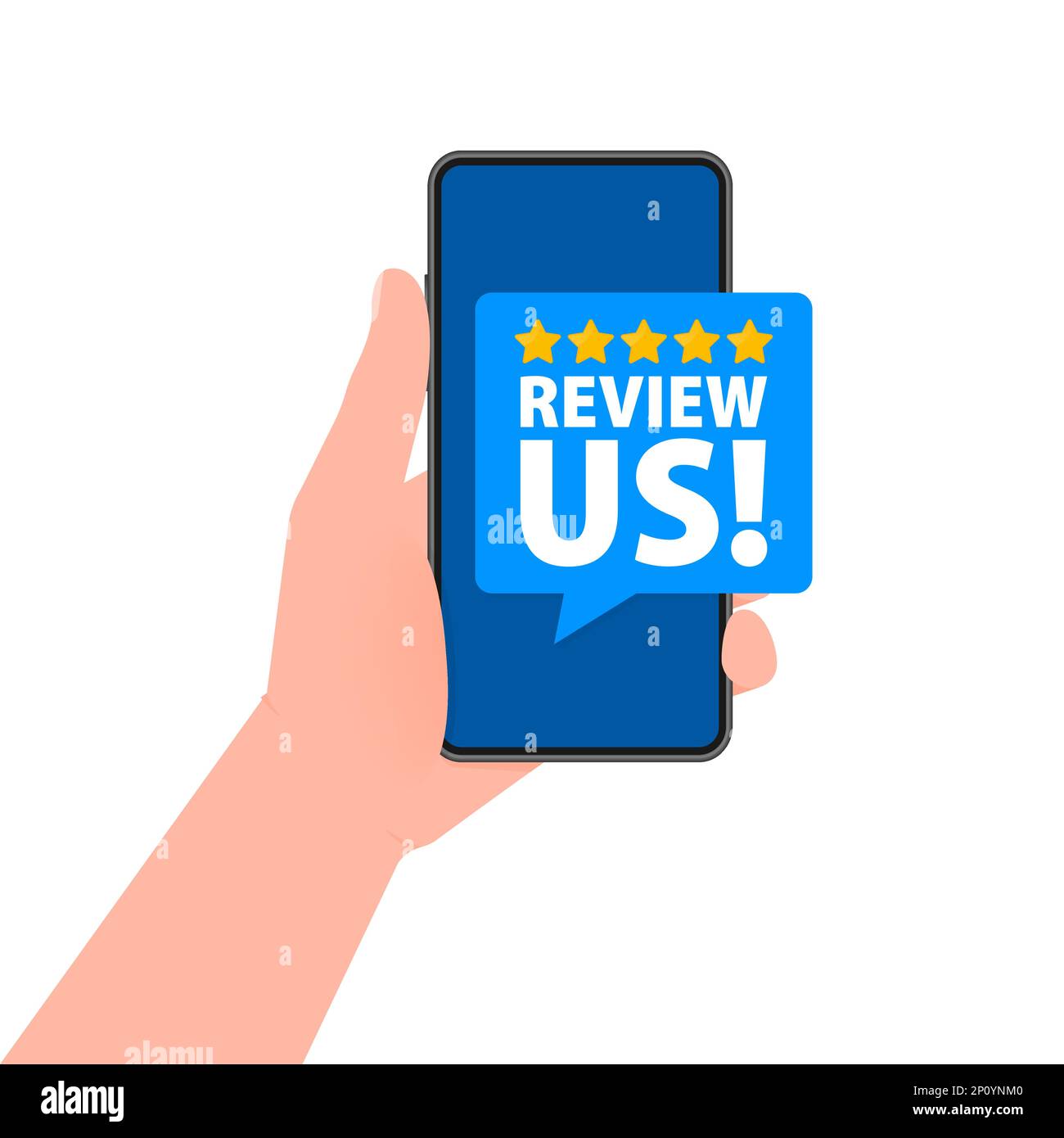 Review us. User rating label on smartphone screen. Review and rate us ...